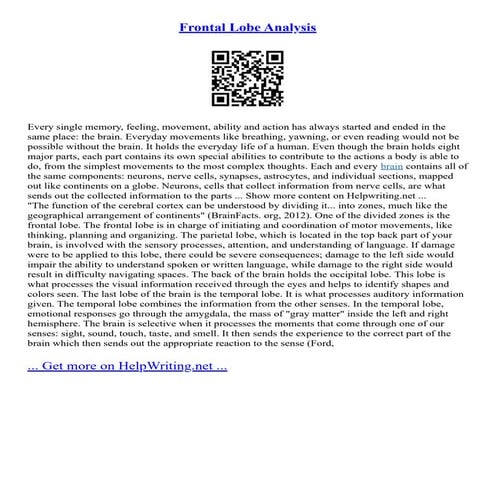 Frontal Lobe Analysis | PDF