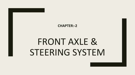 Unit 1 Front Axle & Steering System | PDF