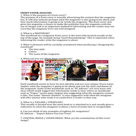 Front Cover Analysis | DOCX