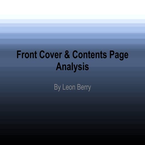 Front cover & contents page | PPT