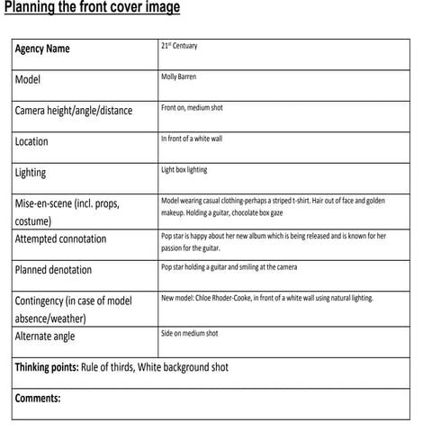 Front cover plan | PPT
