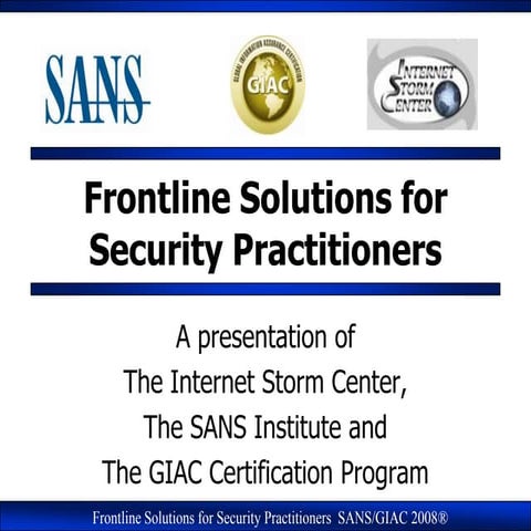 Frontline Solutions For Security Practitioners 1008 Ppt