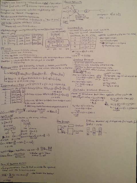 Data mining test notes (back) | PDF