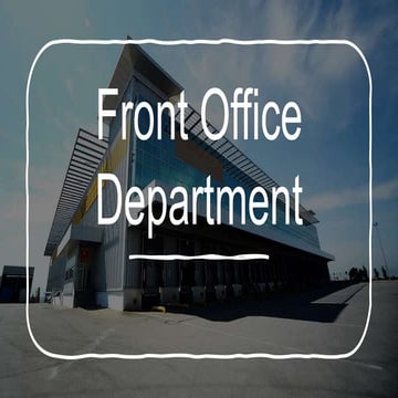 Front Office Department Presentation PPT | PPT