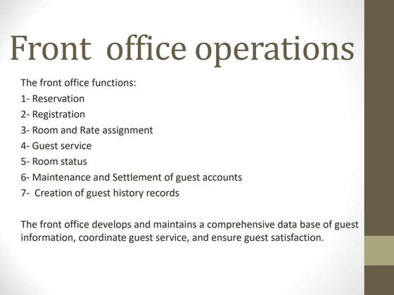 1. FO Introduction. what is front office operations | PPTX ...