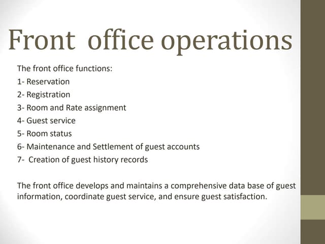 INTRODUCTION TO FRONT OFFICE | PPTX