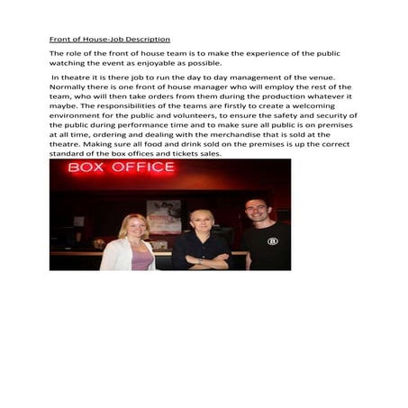 Front of house | DOCX