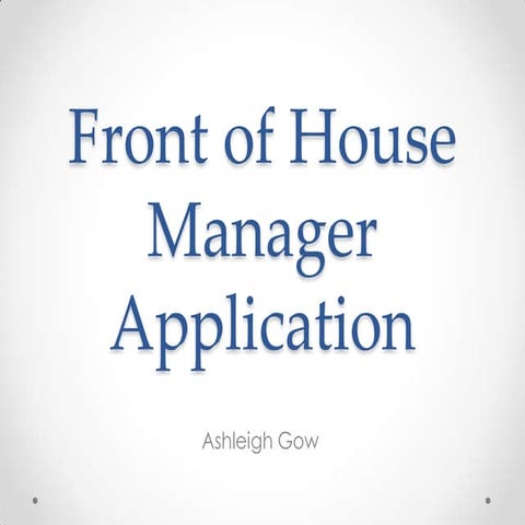 Front of house manager application | PPT