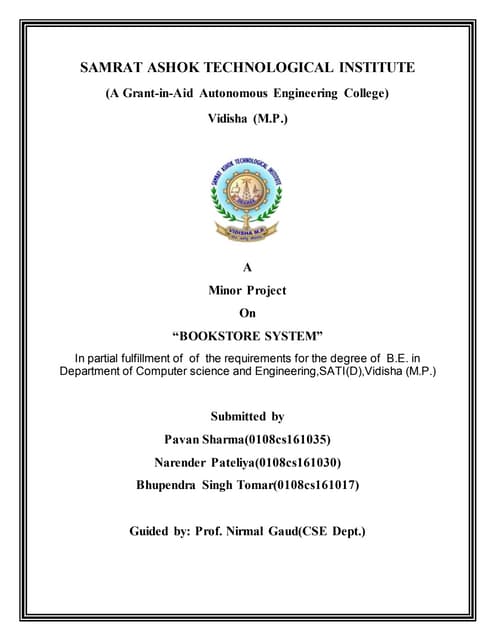 major project Synopsis front page | DOC | Technology & Computing