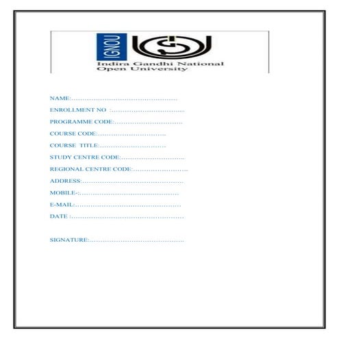 IGNOU front page | DOC