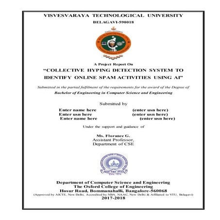 VTU FINAL YEAR PROJECT REPORT Front Pages