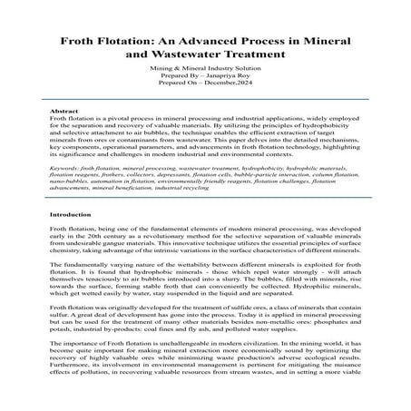 Froth Flotation: An Advanced Process in Mineral and Wastewater ...