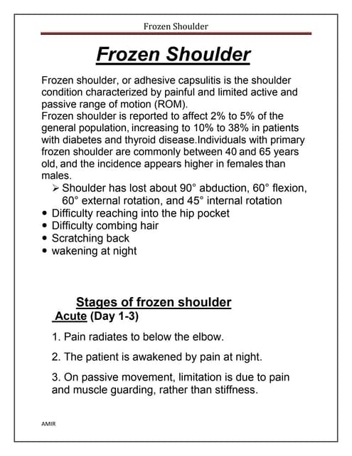 Frozen shoulder and physiotherapy management .pptx