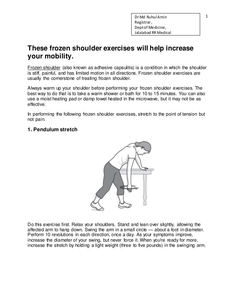 Frozen shoulder exercises will help increase your mobility
