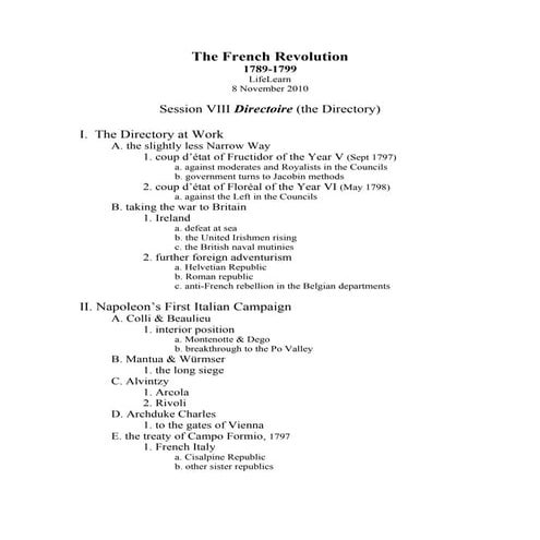 French Revolution session viii outline | DOC