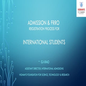 FRRO Presentation by G.V. Rao, Assistant Director - Vignan University | PPT