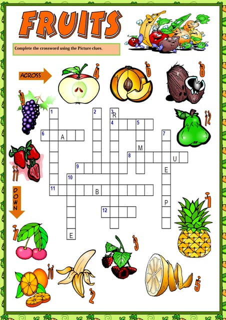 Fruits crossword | PDF | Games and Puzzles | Hobbies & Interests