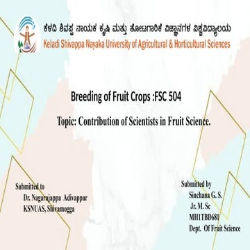 Scientist of fruit breeding and their contribution towards fruit ...