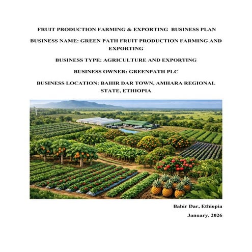 Fruit Production Farming and Exporting Project Proposal in Bahir Dar ...