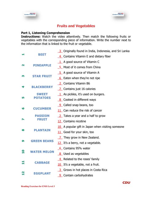 Fruits And Vegetables Word Scramble | DOCX