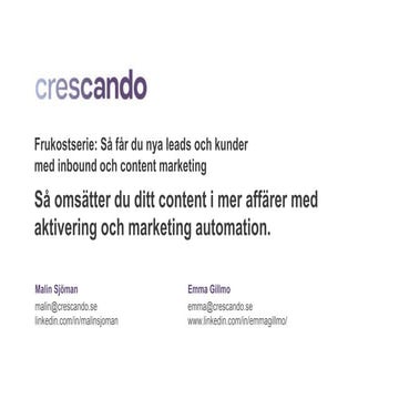 Maximera ditt content med aktivering och marketing automation ...