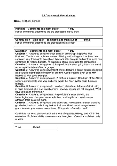 White faegan as cw evaluation and overall feedback sheet | PDF