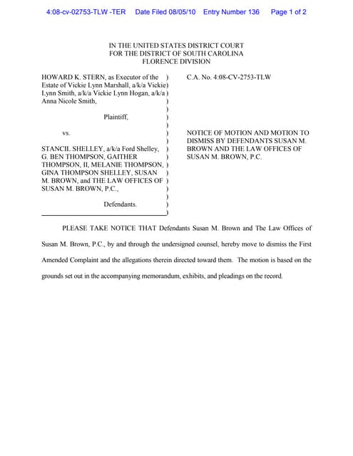 Stern Response to motion to dismiss 8-20-10 | PDF