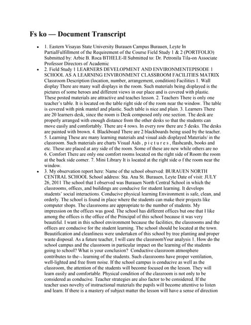 Field Study 1, Episode 5 "Individual Differences And Learner’s ...