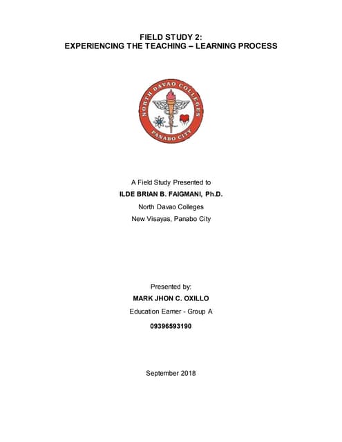 Field Study 2 Episode 1 Principles of Learning | DOCX