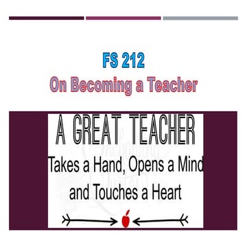 Fs 212 on becoming a teacher part 1 | PPT
