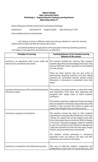 Fs 1 episode 5 individual differences and learners interaction | DOCX ...