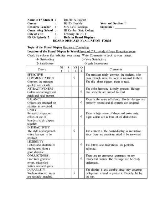 Board displays evaluation form (1) | PPT