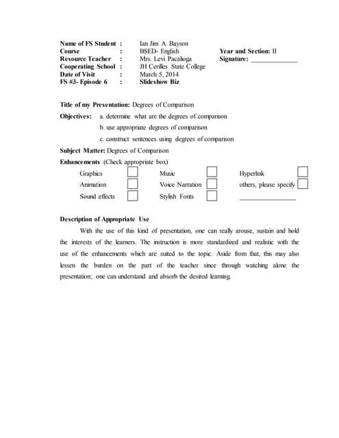 Practice Teaching Portfolio Episode 1 | DOCX