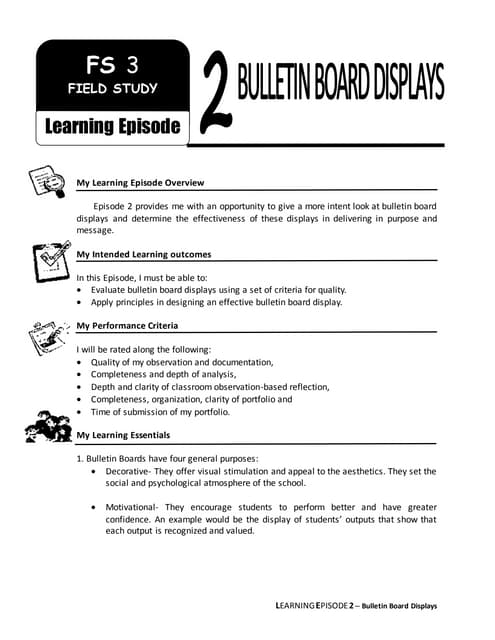 Field study 1 episode 1 | DOC | Educational Assessment | Education