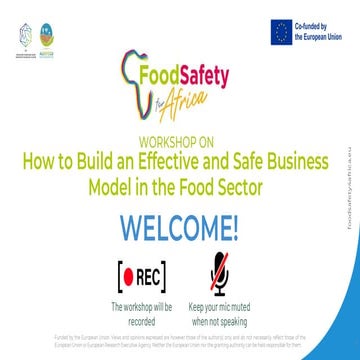 Food Safety Workshop: How to build an effective and safe Business Model ...