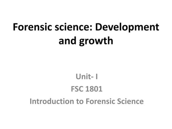 Introduction to Forensic Science | PPT