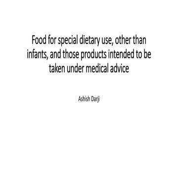 Food for special dietary use labelling | PPTX