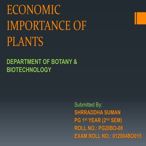 Economic Importance of Plants SHRRADDHA Suman | PPTX