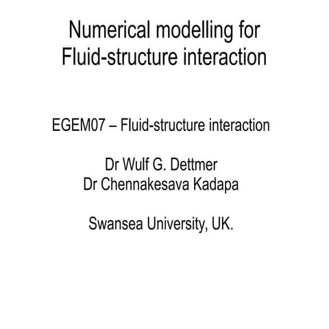 Numerical modelling for Fluid-structure interaction | PDF