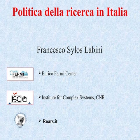 Lo stato della ricerca italiana | PPT
