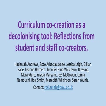 Curriculum co-creation as a decolonising tool: Reflections from student ...