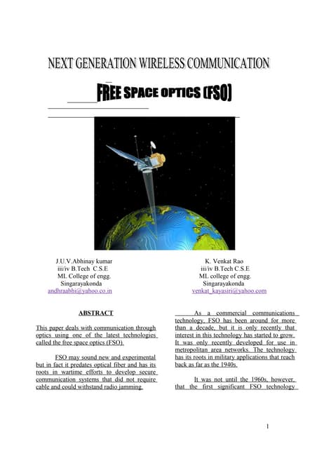 Free space optical communication | PPT