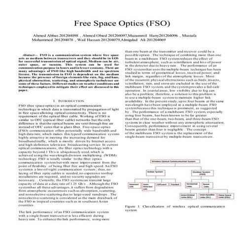 Free Space Optical communication - FSO IEEE paper | DOCX