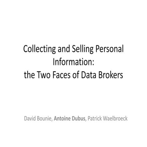 Collecting and Selling Personal Information: the Two Faces of Data ...