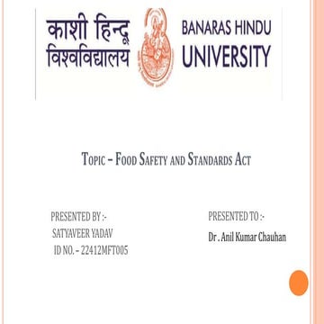 Food safety standard authority of India | PPTX