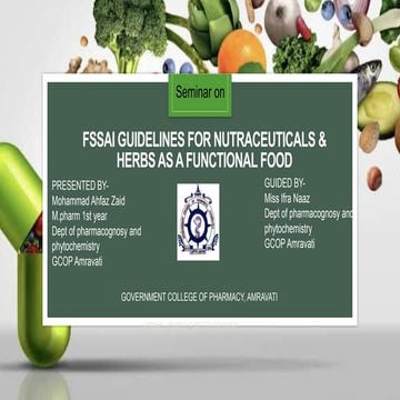 FSSAI guidelines (AHFAZ) related to nutraceuticals and functional herbs ...
