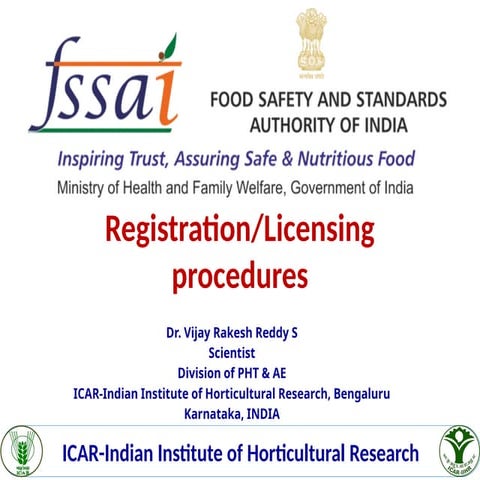 FSSAI Licensing procedures for processors | PPT