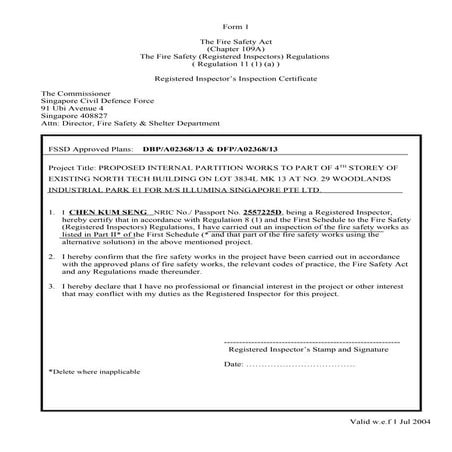 Fssd form1.(ng yeo ping) - 29 woodlands industrial park e1-illumina | DOC