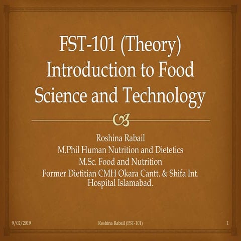 Introduction to Food Science and Technology 101 | PPTX