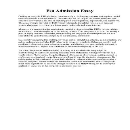 Fsu Admission Essay | PDF